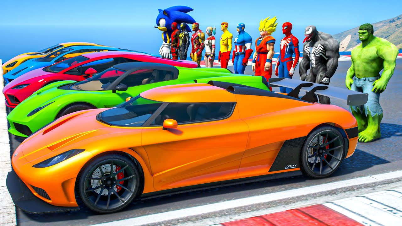 ALL SUPERHEROES Collection SuperCars Racing Challenge Competition on ...