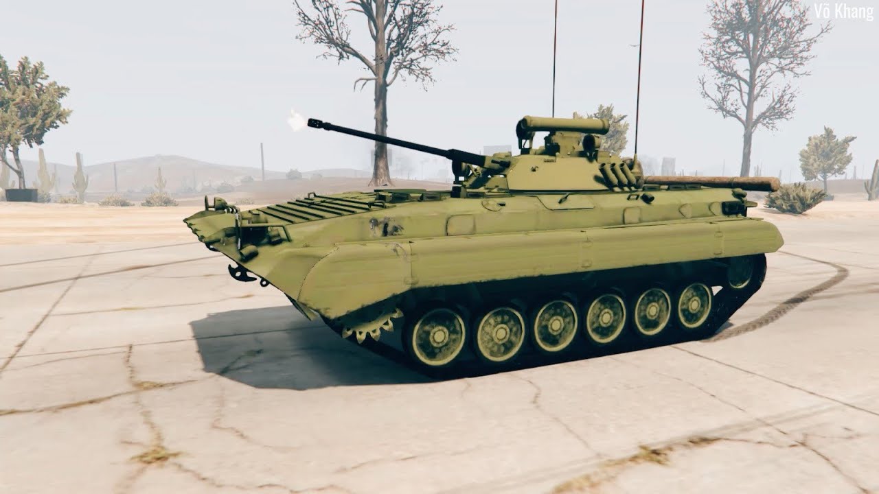 BMP 2 armored infantry vehicle practices moving over obstacles and ...