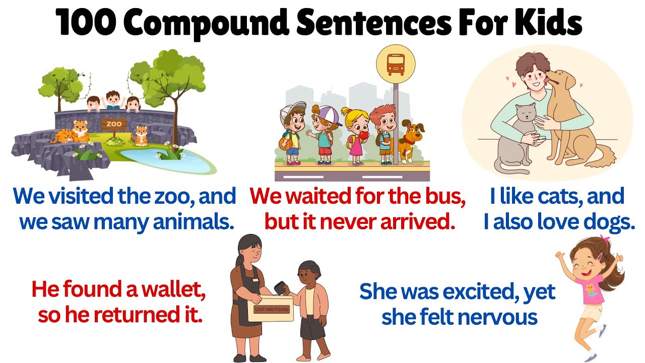 100 Compound Sentences for Kids | Learn Sentence Structure with ...