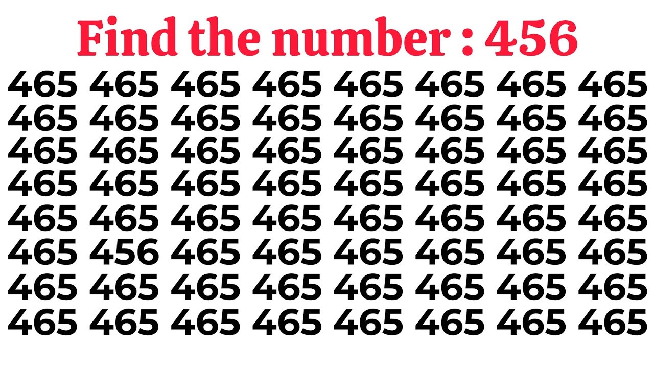 Find the Number "456". Test your eyes. Sharpen your Brain. Focus your ...
