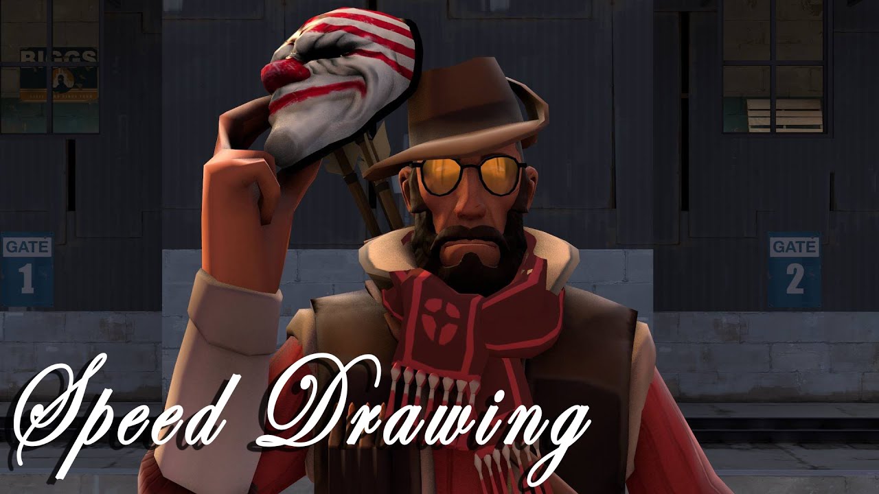 Speed drawing - Sniper TF2 with Dallas mask - YouTube