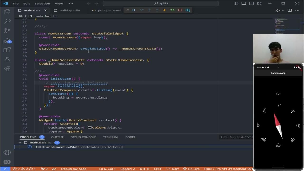 Tugas Pemograman Sitem Mobile(Flutter COMPASS) - YouTube