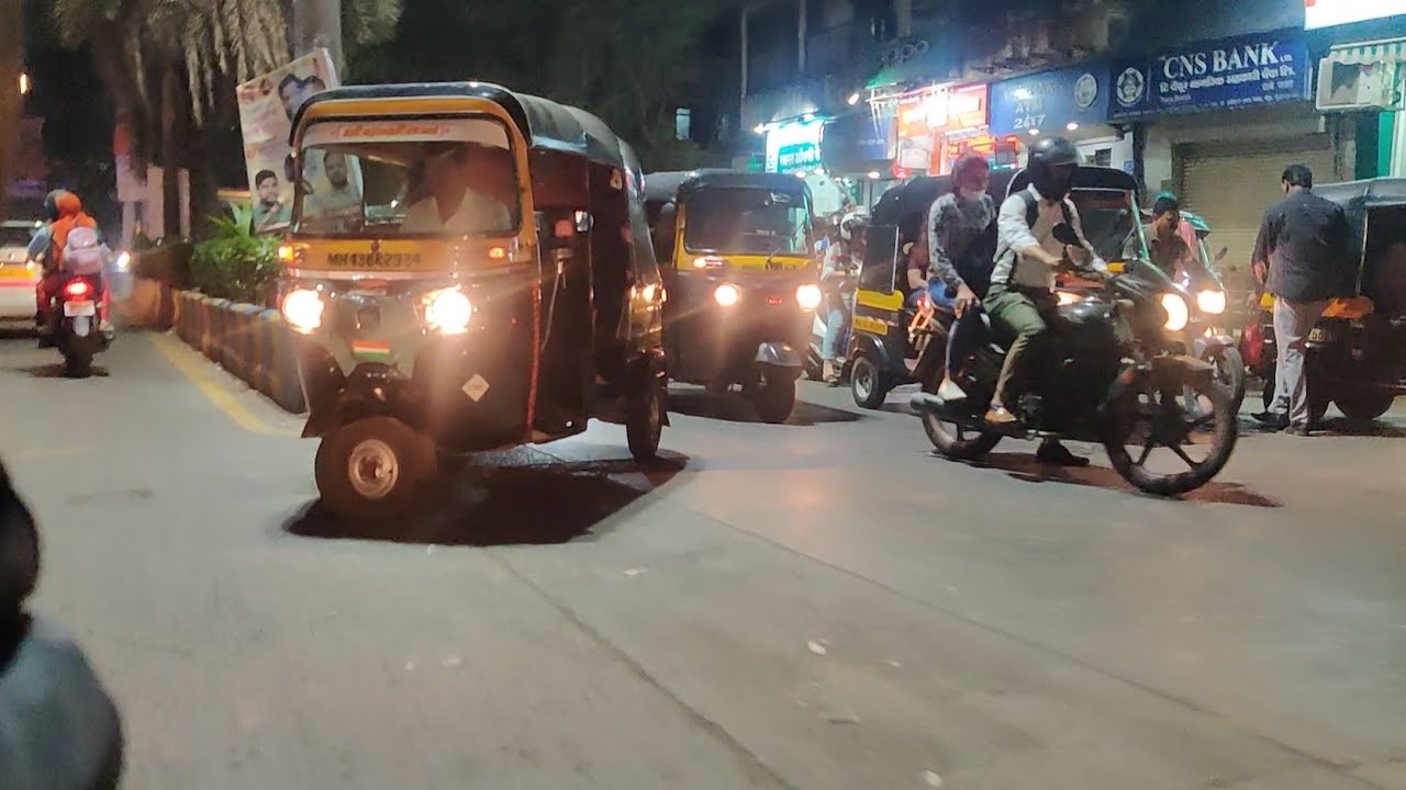 Auto Rickshaw Night Ride at Wagle Estate Thane || Thane City Tour - YouTube