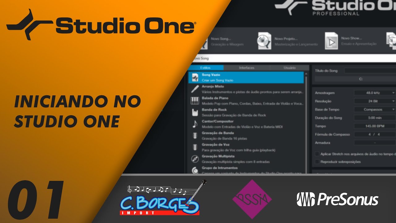 CURSO STUDIO ONE / Aula 1 - Iniciando no Studio One - YouTube