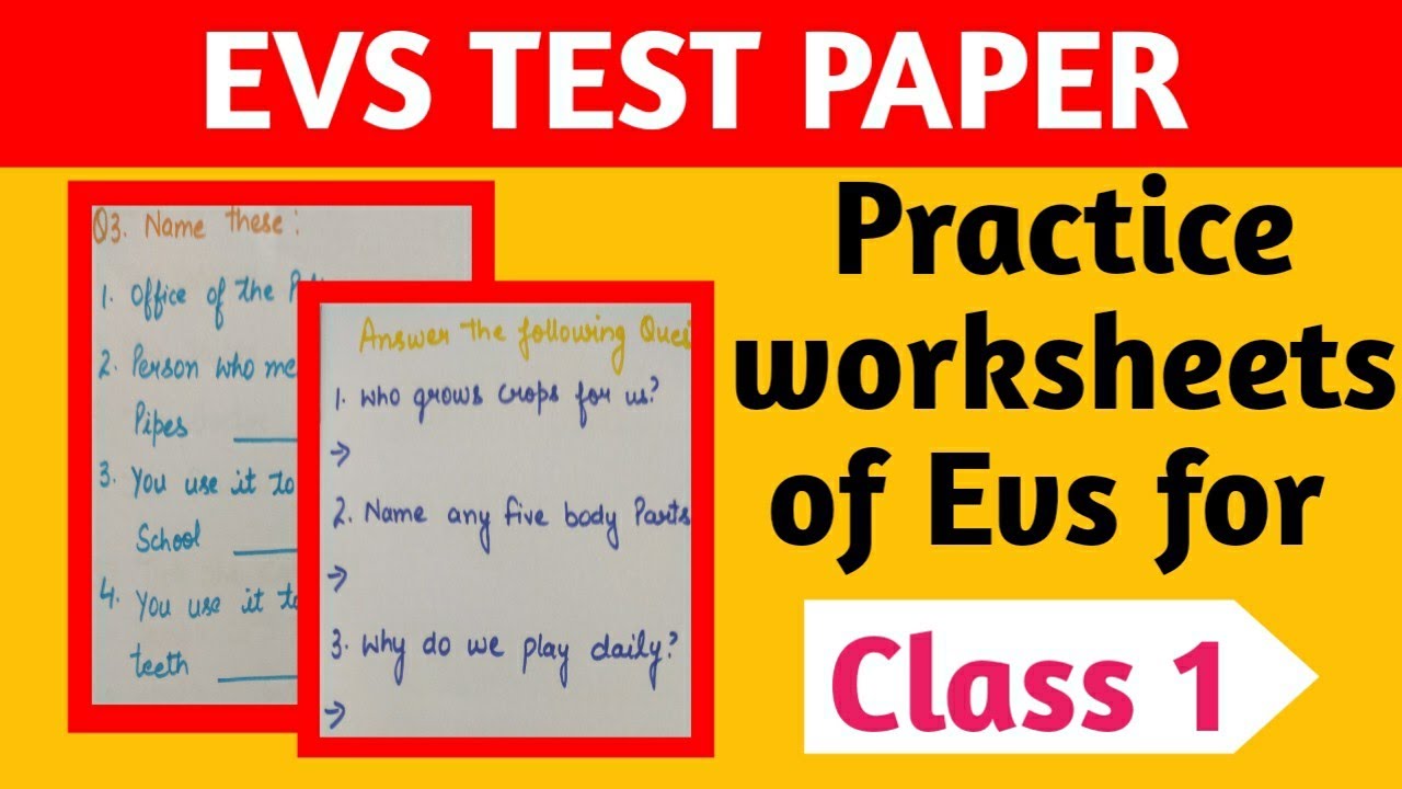 EVS Practice worksheets for class 1||Test paper of Evs for class 1 ...