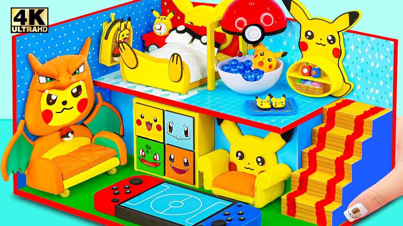 How To Make Charizard Pikachu House with Nintendo Switch from Cardboard ...