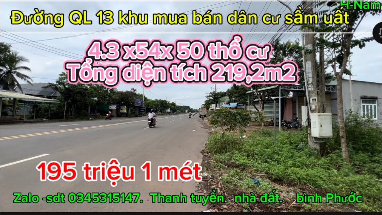 🌺 Đã Bán🌺 QL13 4.3x54x50 thổ cư giá 195 triệu 1 mét vị trí kinh doanh ...