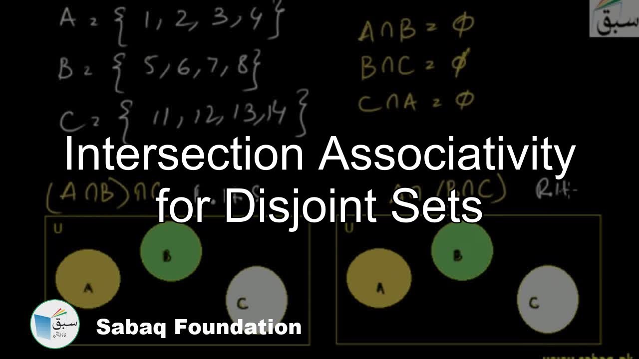 Intersection Associativity for Disjoint Sets, Math Lecture | Sabaq.pk ...