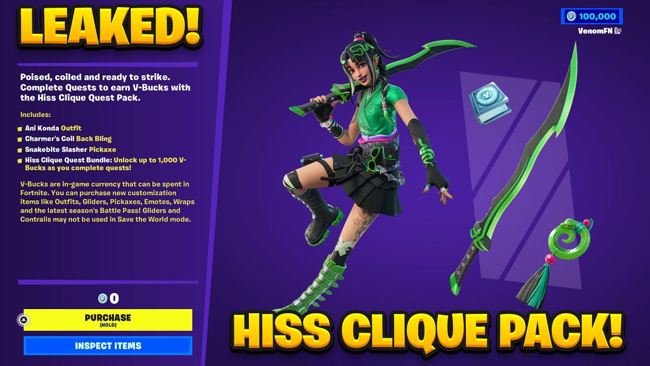 Hiss Clique Quest Pack Fortnite Item Shop Showcase!!! - YouTube