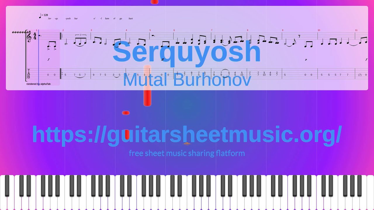 Serquyosh Sheet Music Free, Mutal Burhonov Synthesia Piano - YouTube