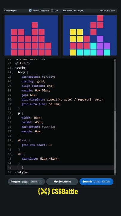 CSS Battle #122 - Tetris | Solution #cssbattle #codingshorts #coding #css #challenge - YouTube
