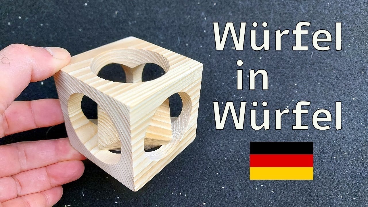 Lets bastel Holzwürfel in einem Würfel mit einer Säulenbohrmaschine ...
