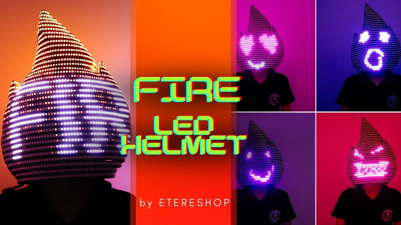 Led light up Helmet "Fire" - by ETERESHOP - YouTube