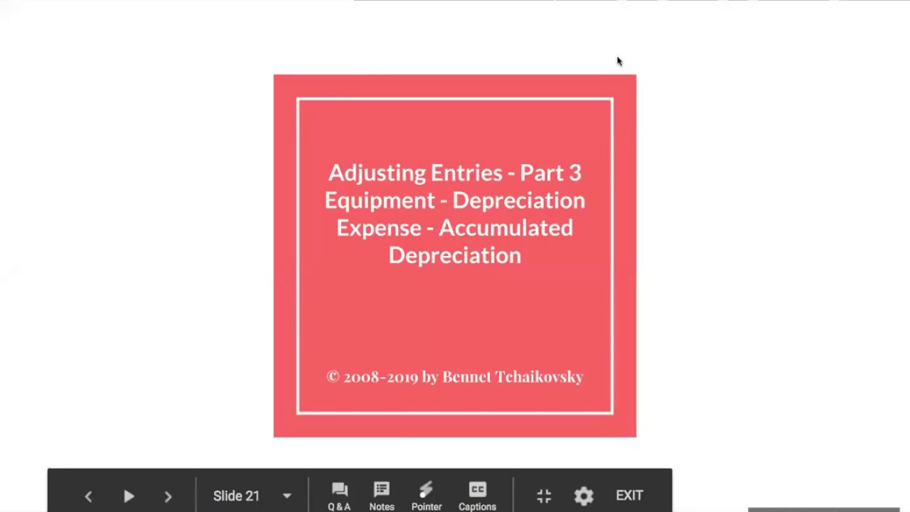 Adjusting entries- depreciation expense, accumulated depreciation (3 of ...