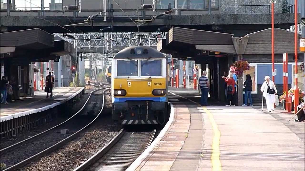 Stobart Rail Class 92 Passing Stafford Railway Station - YouTube