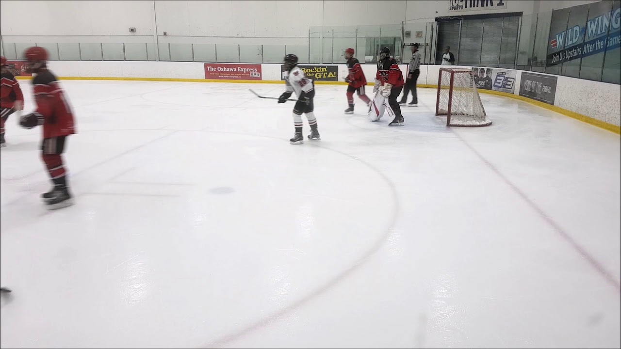 Baines stops a break away against Duffield devils - YouTube