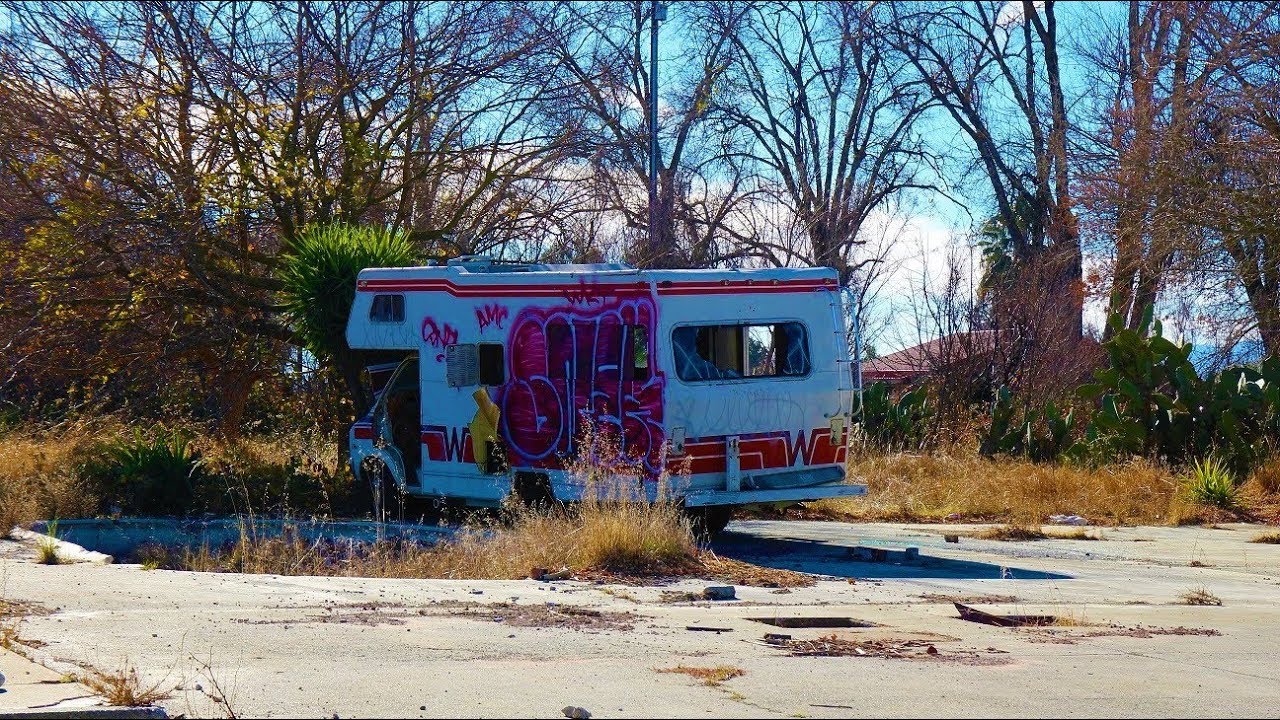 Exploring a abandoned motorhome and the remains of a hotel - YouTube