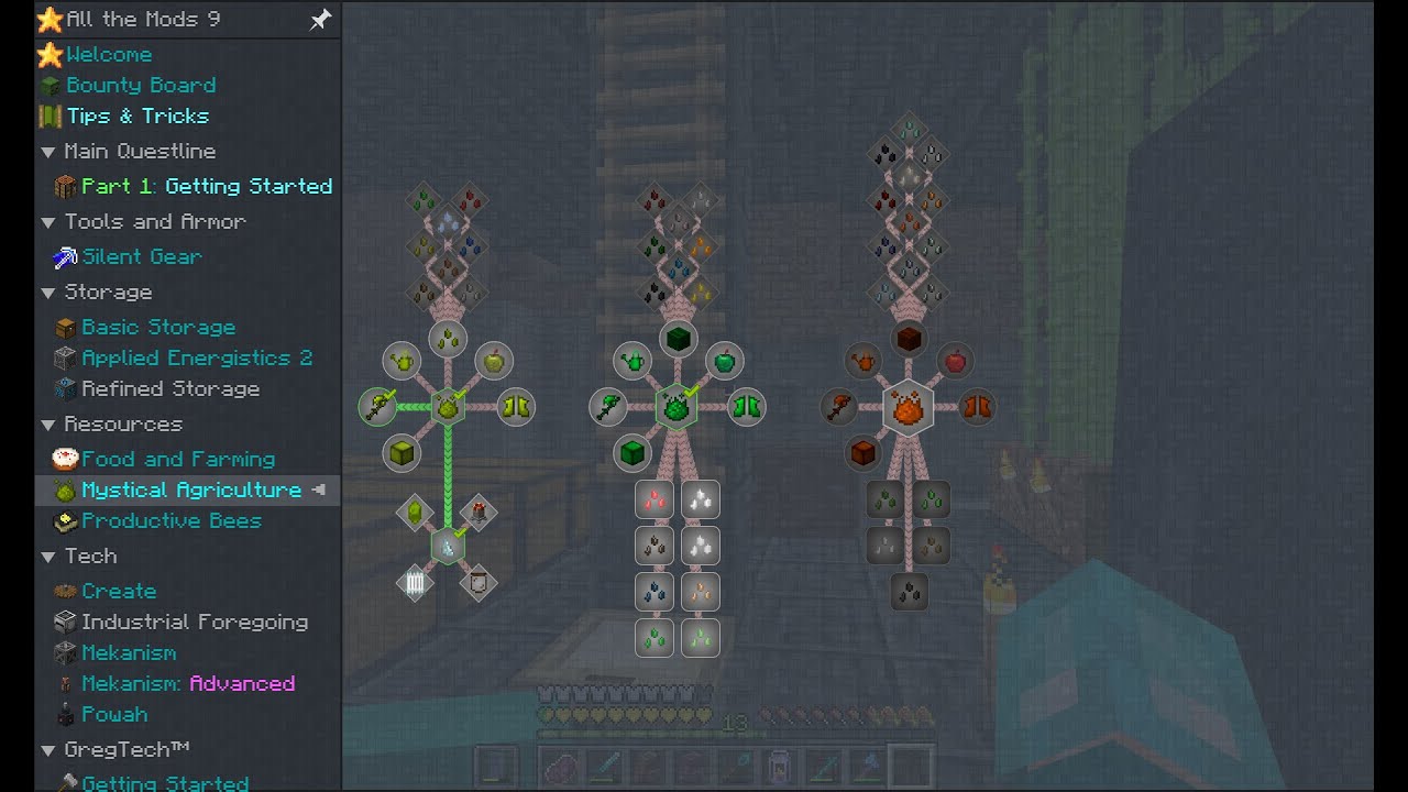 ATM9 All The Mods 9. Episode 22. Mystical Agriculture. Growing your ...