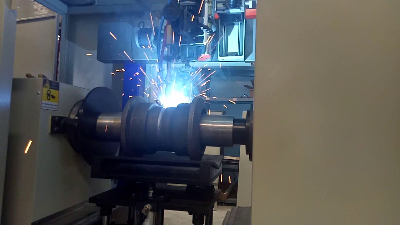 excavator track roller automatic welding machine - YouTube