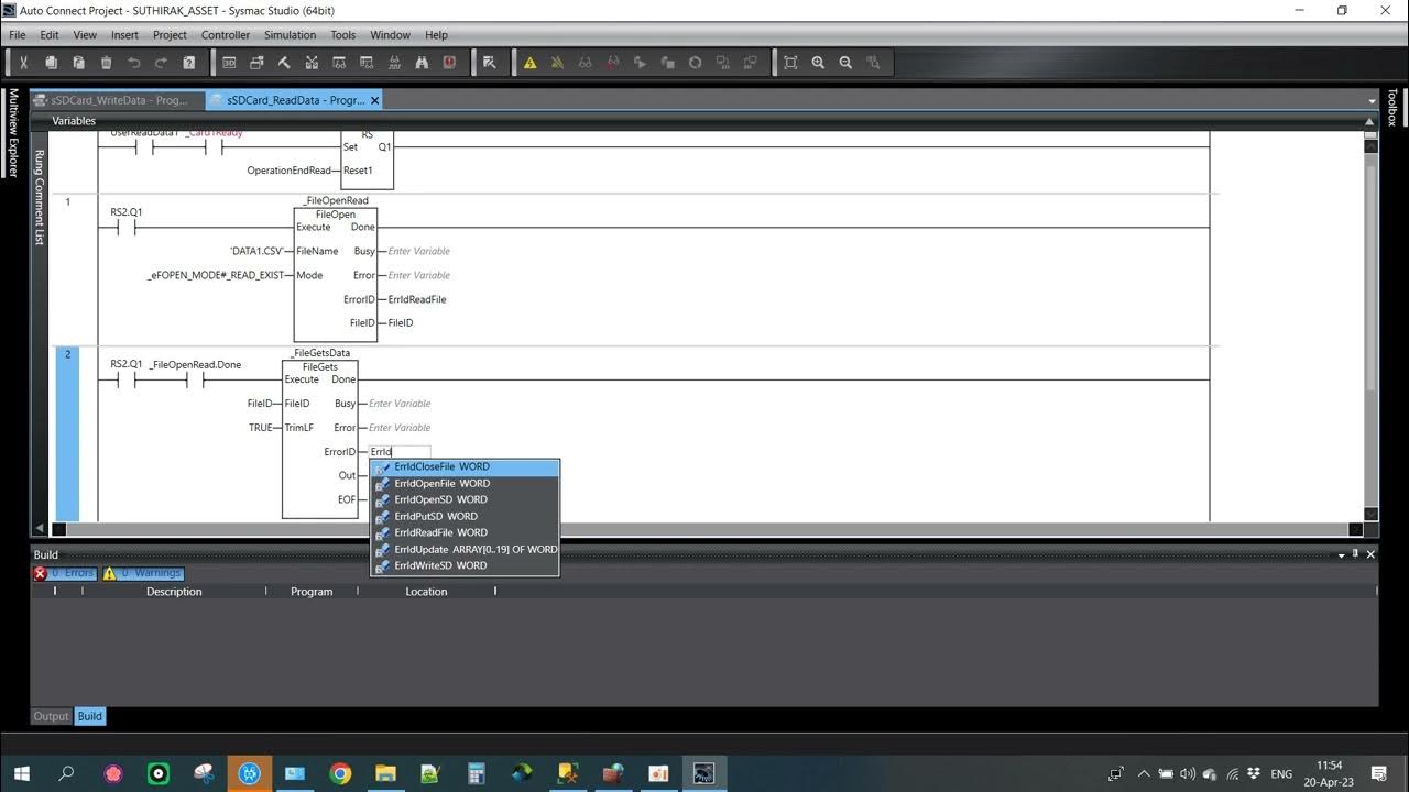 EP.08 Reading Data from Memory Card by FileGets function Block on Sysmac Studio. - YouTube