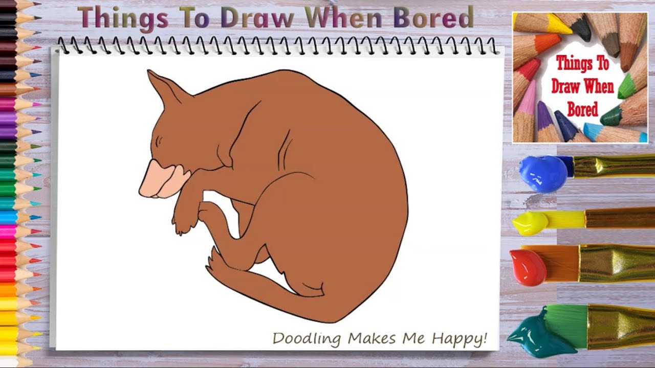 How To Draw A Simple Dog Lying Down Easy Step By Step For Beginners ...