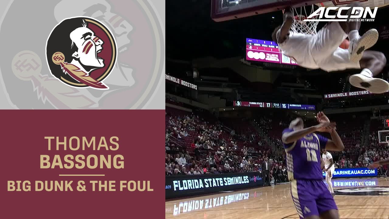 FSU Freshman Thomas Bassong's 1st Points Were Loud - YouTube
