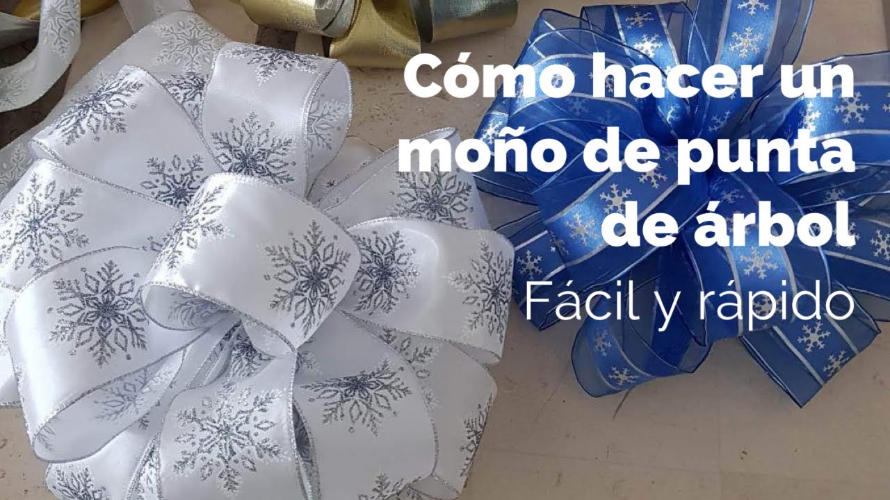 Cómo hacer un moño para punta de árbol navideño - YouTube