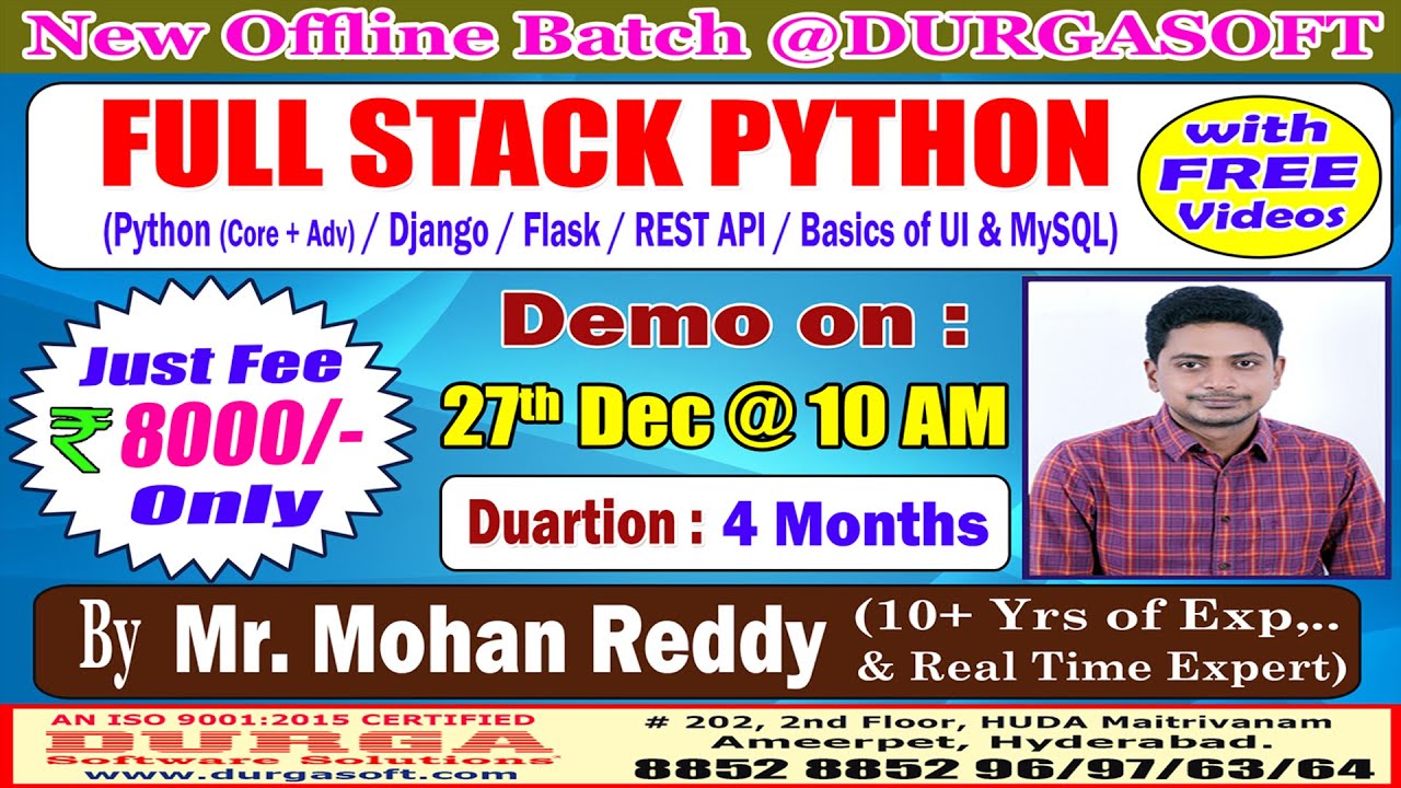 FULL STACK PYTHON Offline Training @ DURGASOFT - YouTube