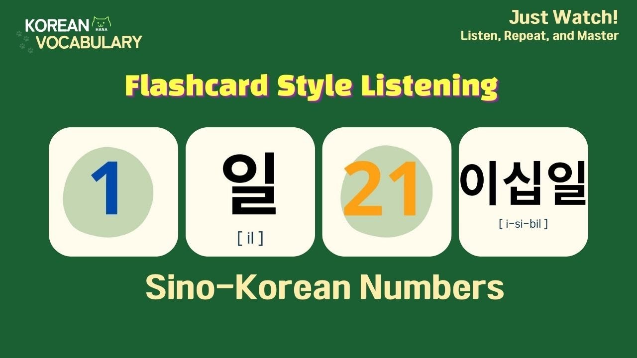 [Korean Flashcards] Sino-Korean Numbers Verbs Pronunciation Practice (a ...