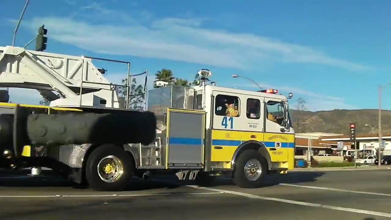 VCFD Battalion 4 and Truck 41 enroute to structure - YouTube