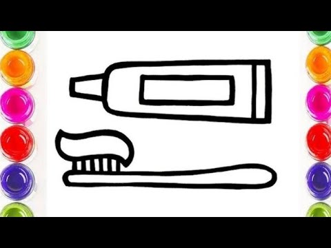 How to draw a toothpaste and toothbrush 🪥 for kids|colouring and ...