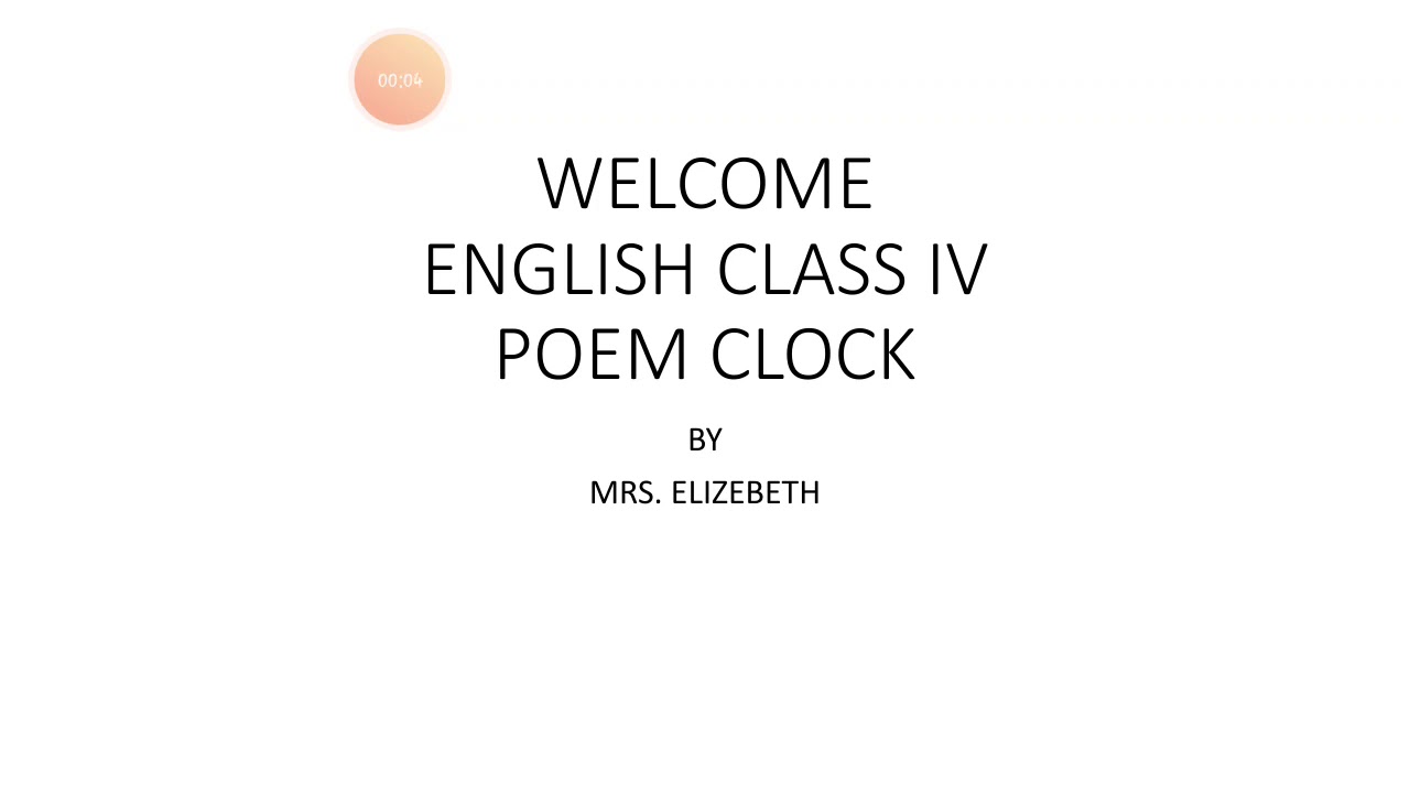 4th std poem the clock - YouTube