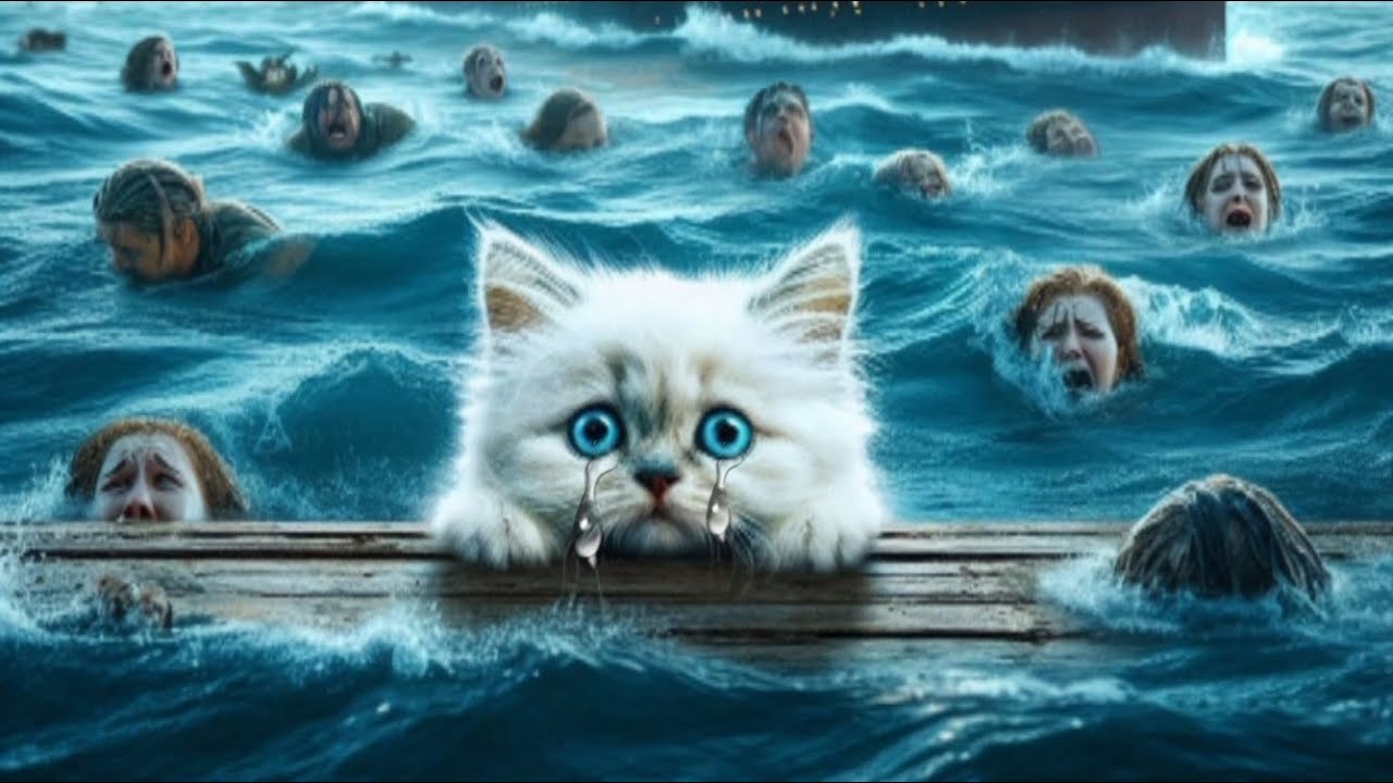 SAD CAT DROWNING IN THE OCEAN - YouTube