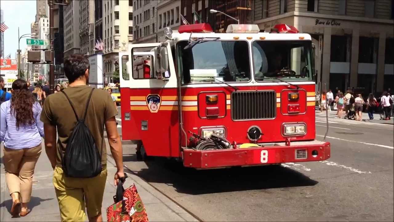 FDNY EMS AMBULANCE RESPONDING & FDNY ENGINE 8 ON SCENE OF EMS CALL IN ...