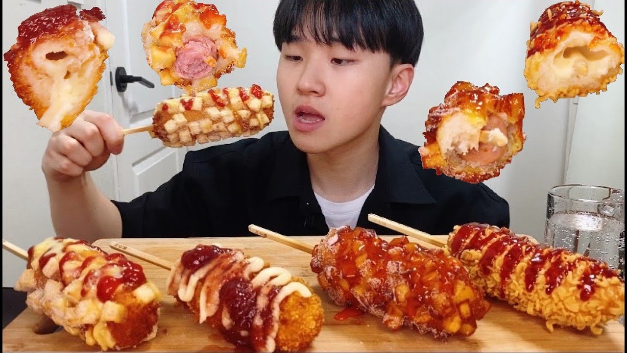 바삭바삭한 명랑 핫도그 먹방🌭crispy corn dogs Mukbang - YouTube