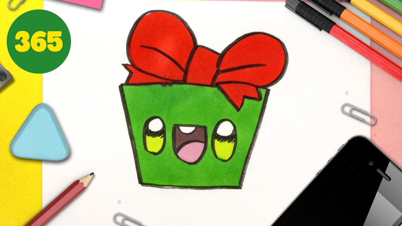 HOW TO DRAW A CUTE GIFT KAWAII - Christmas special - YouTube