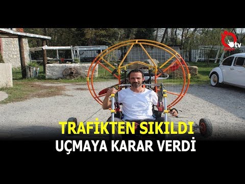TRAFİKTEN SIKILINCA UÇMAYA KARAR VERDİ