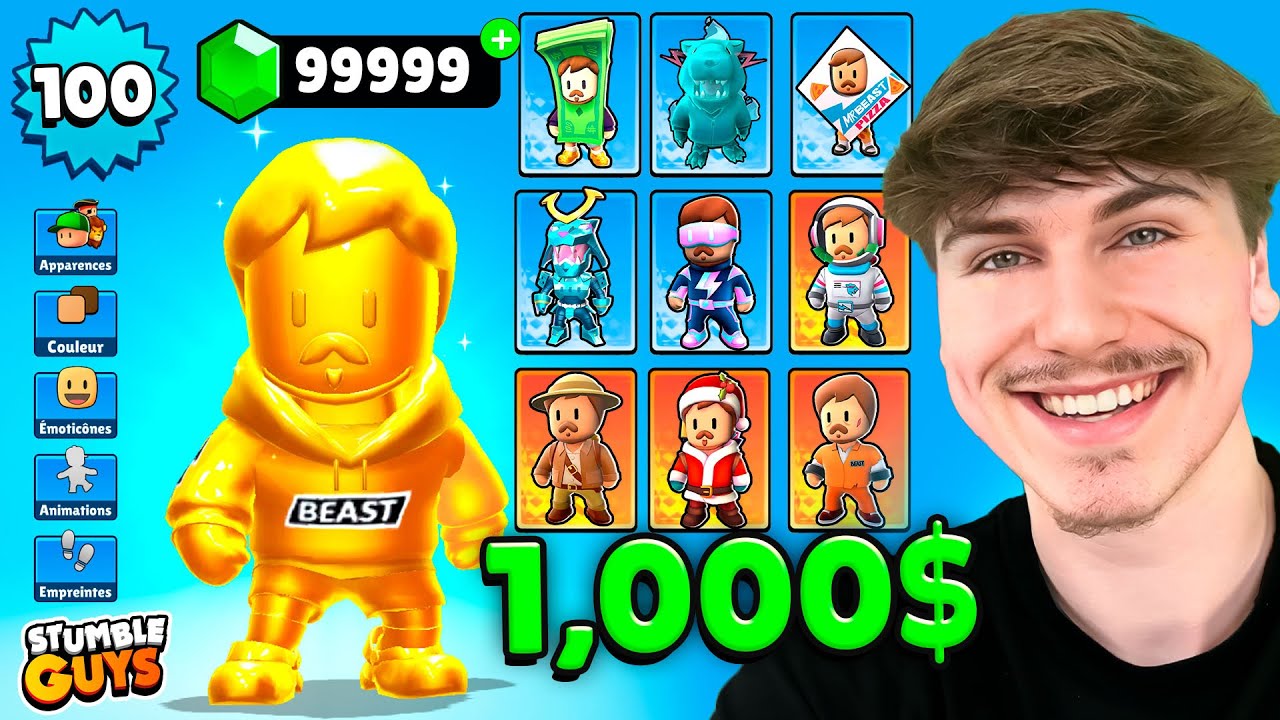 J’ACHÈTE TOUS LES SKINS MR.BEAST DE STUMBLE GUYS !! - YouTube