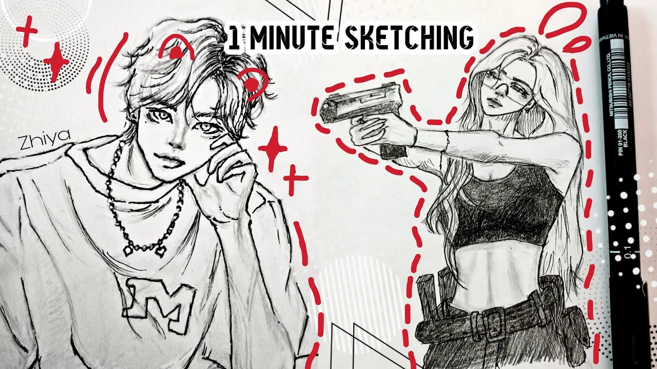 "Worth Watching : 2 hours Sketching process in Just 1 minute ...