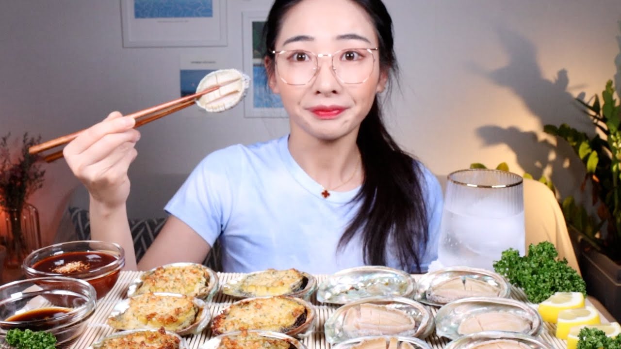 식감 끝판왕!!!! 👑 오독오독 전복회 전복 버터구이 먹방 "CRUNCHY" RAW ABALONE BUTTERED ABALONE ...