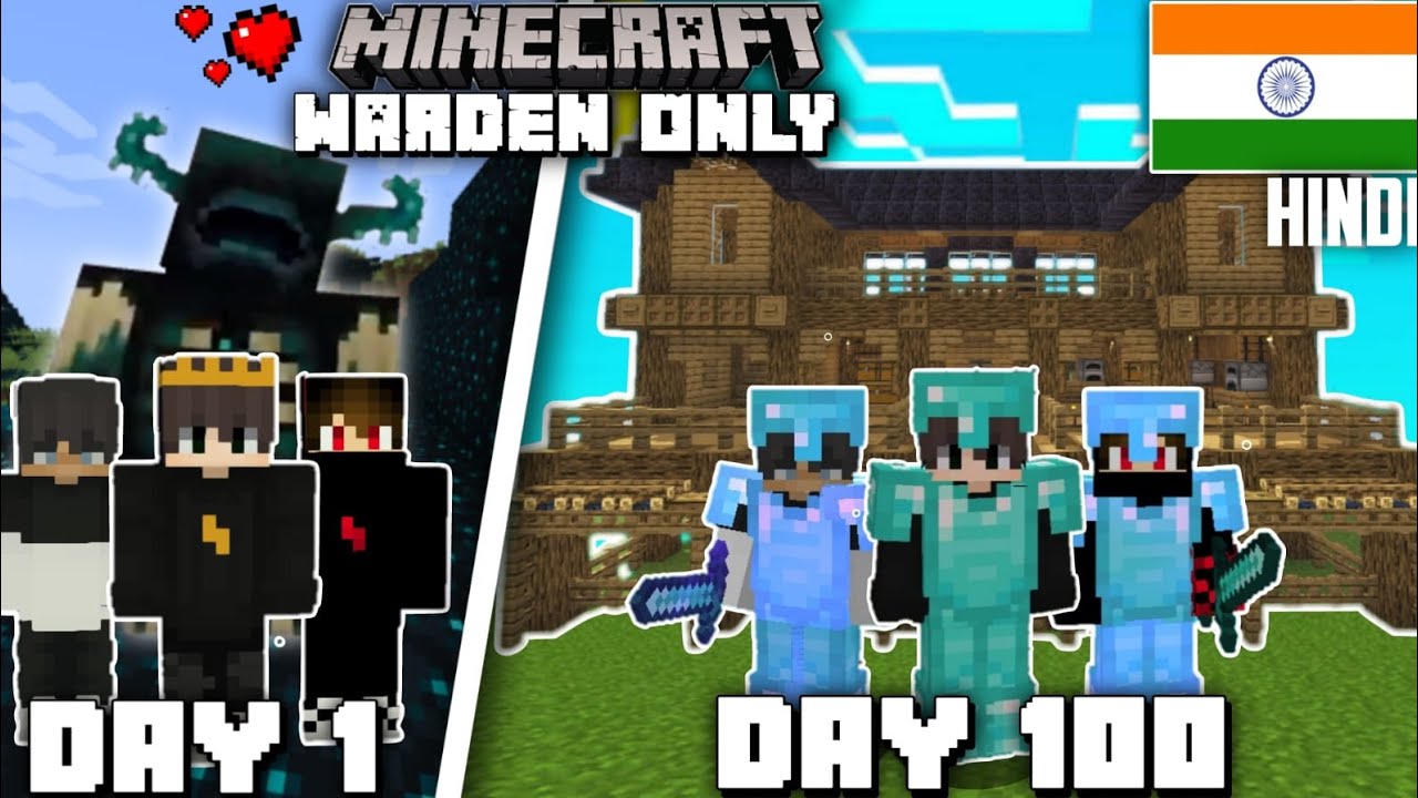 Surviving 50 Days In a Warden Only World • Minecraft 100 Days - YouTube