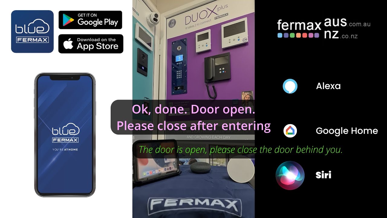 FERMAX DUOX PLUS Video Intercom Working with Alexa, Google & Siri - YouTube