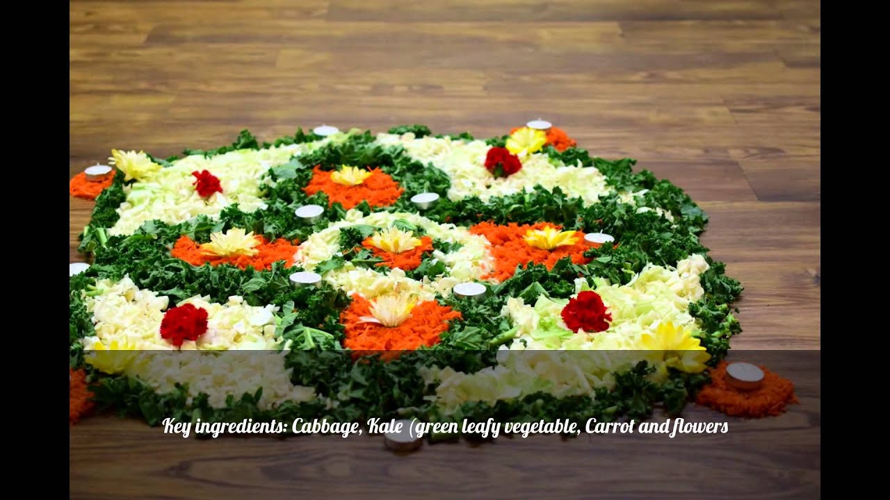Economic rangoli with vegetables - YouTube