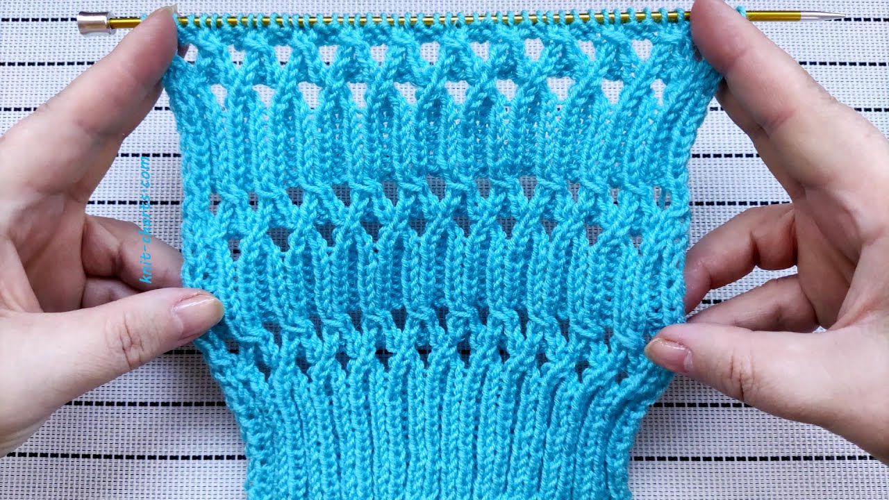 Lace Rib Knit Stitch | Ajour-Rippenmuster stricken | Punto coste ...