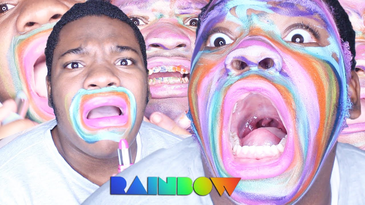 100 LAYERS OF RAINBOW LIPSTICK! (FULL FACE USING ONLY LIPSTICK) - YouTube