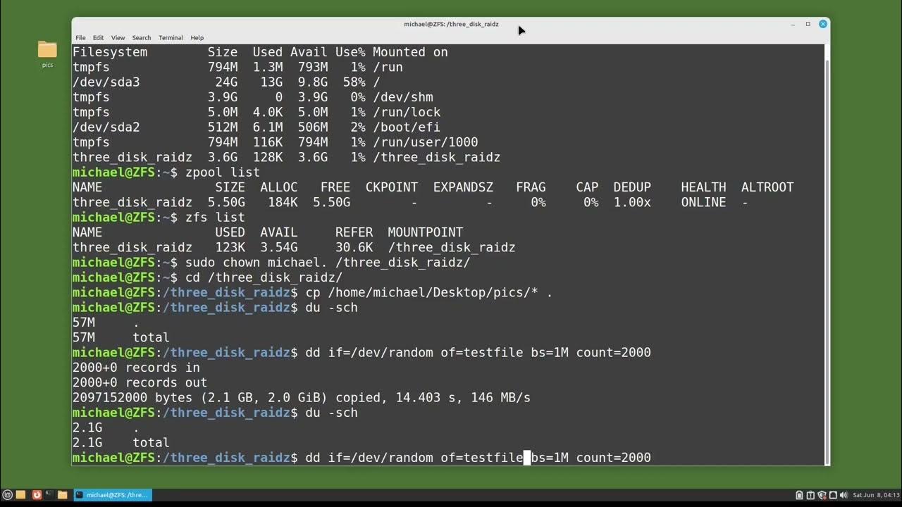 Linux Comannd Line (105) ZFS pt4 - raidz - YouTube