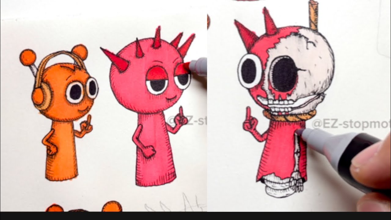 How to draw Sprunki Raddy (Red) Ph1 & 2 | 4K video - YouTube