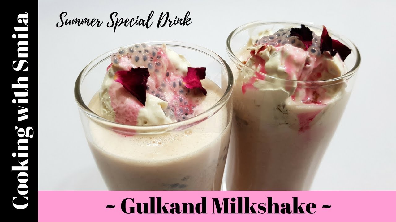 Gulkand Milkshake | Rose Petals Shake Recipe by Cooking with Smita ...