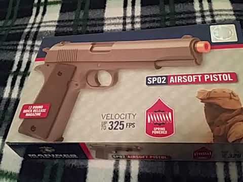 Marine corps SPO2 Airsoft pistol unboxing, Review, and Test Fire - YouTube