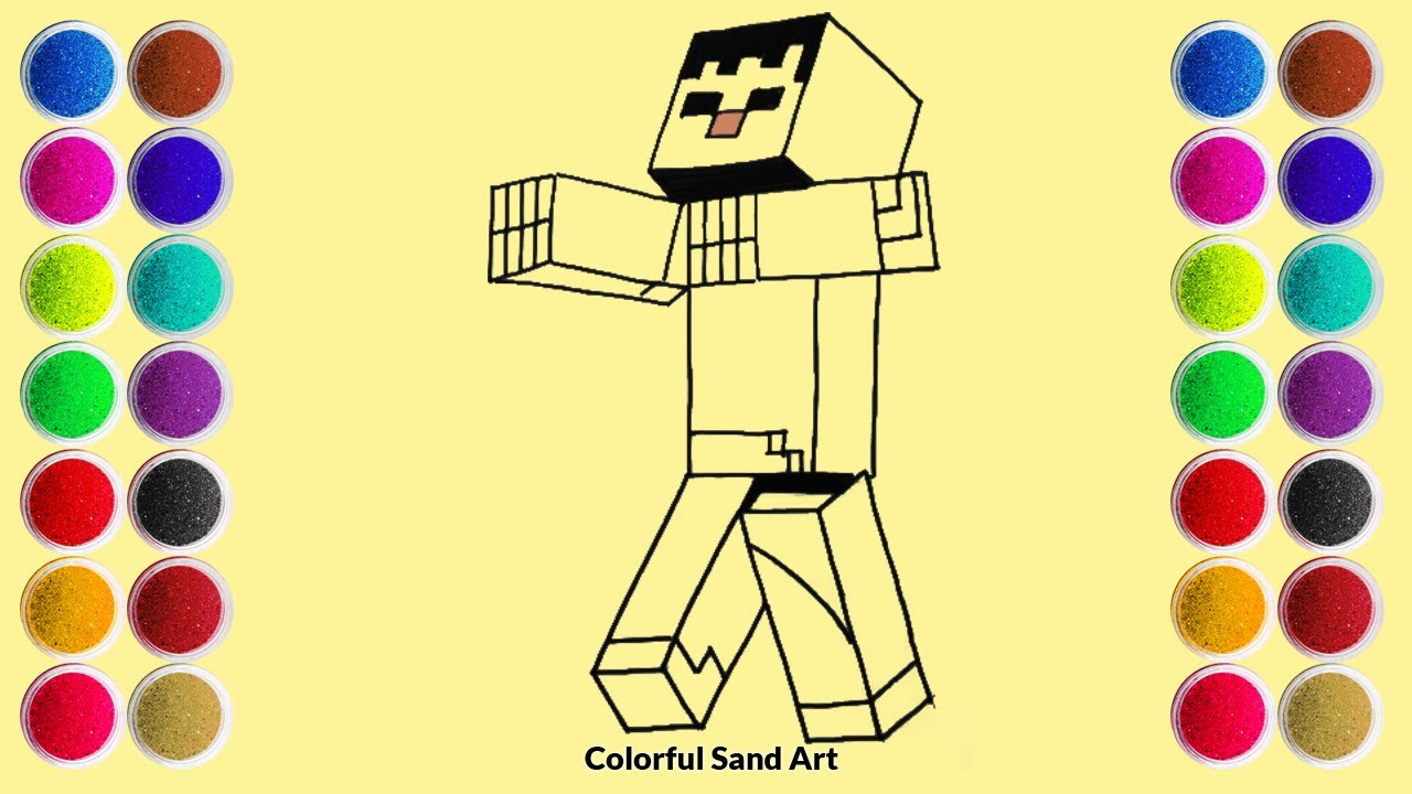 Sand Painting Art Minecraft Character Mobs - How to Draw Zombie - YouTube
